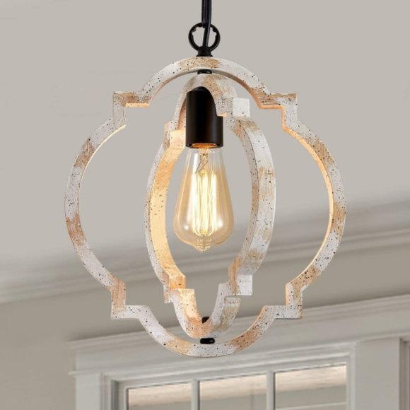 Accents | Farmhouse Wood Pendant Light Rustic Wood Hanging Light Orb ...